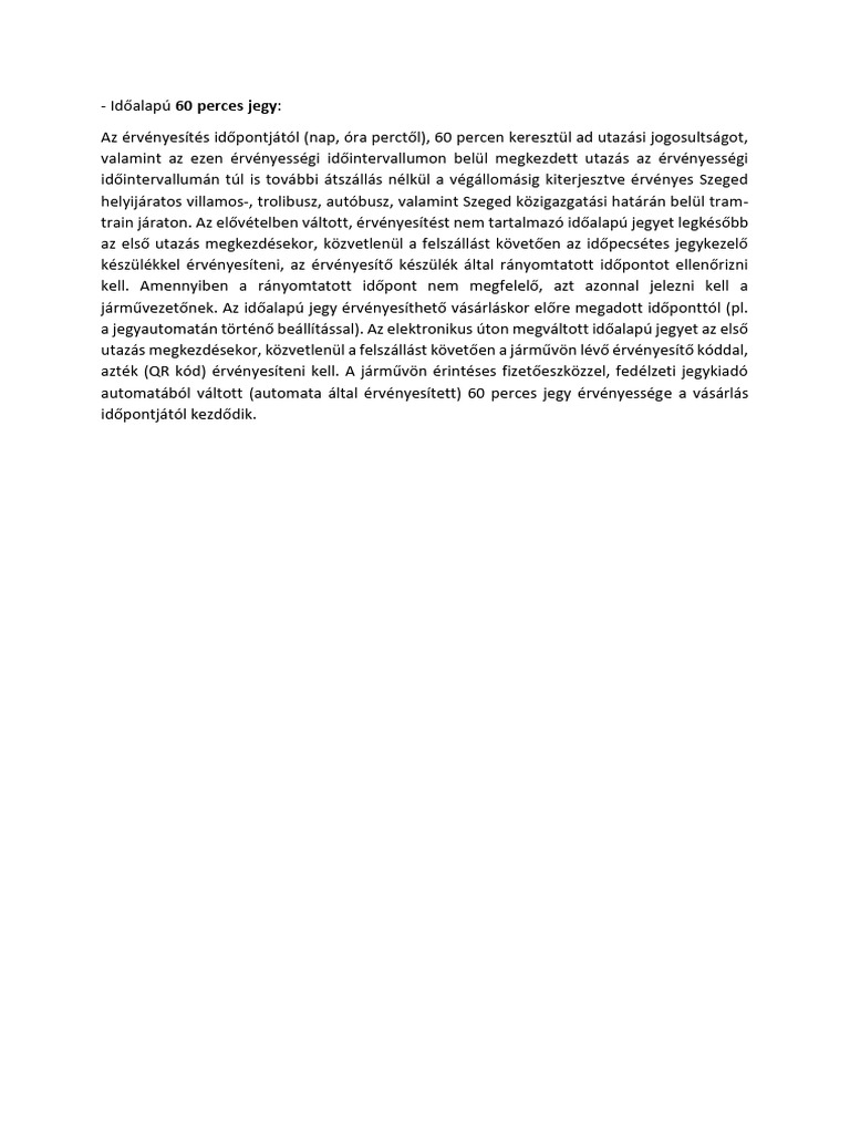 Időalapú 60 Perces Jegy | PDF