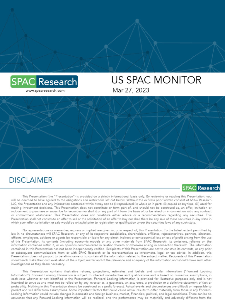 US SPAC Weekly Monitor - 27mar23 | PDF | Information