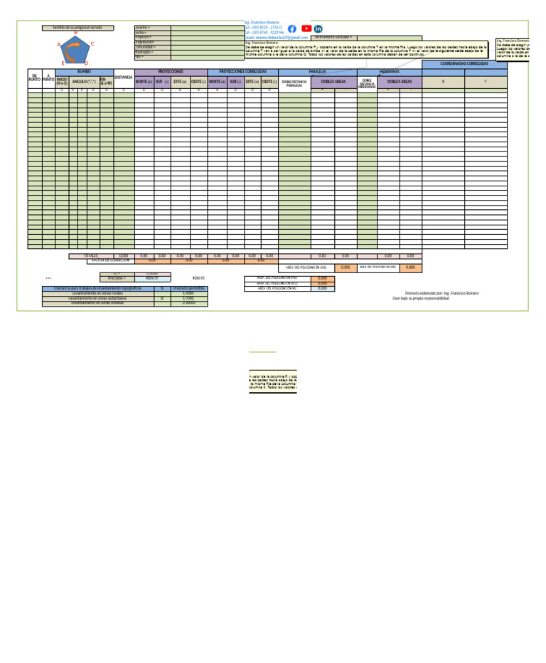 Cálculo de Área Con Rumbos y Distancias, DDM, DDP1 | PDF