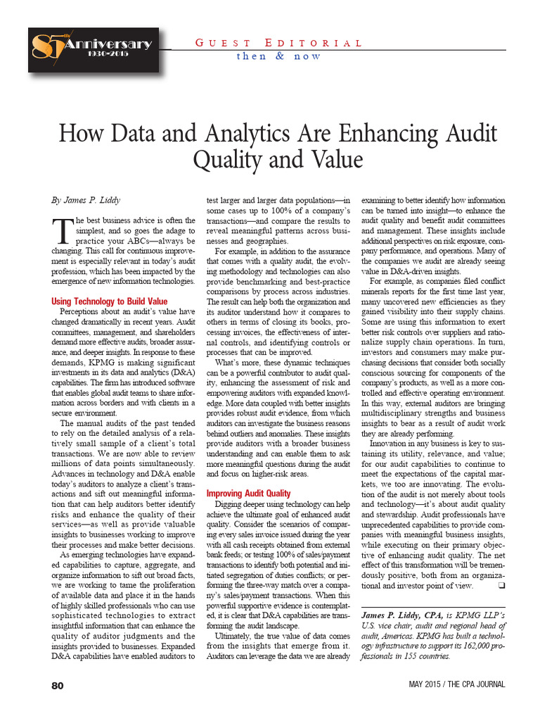 How Data and Analytics Are Enhancing Audit Quality and Value | PDF