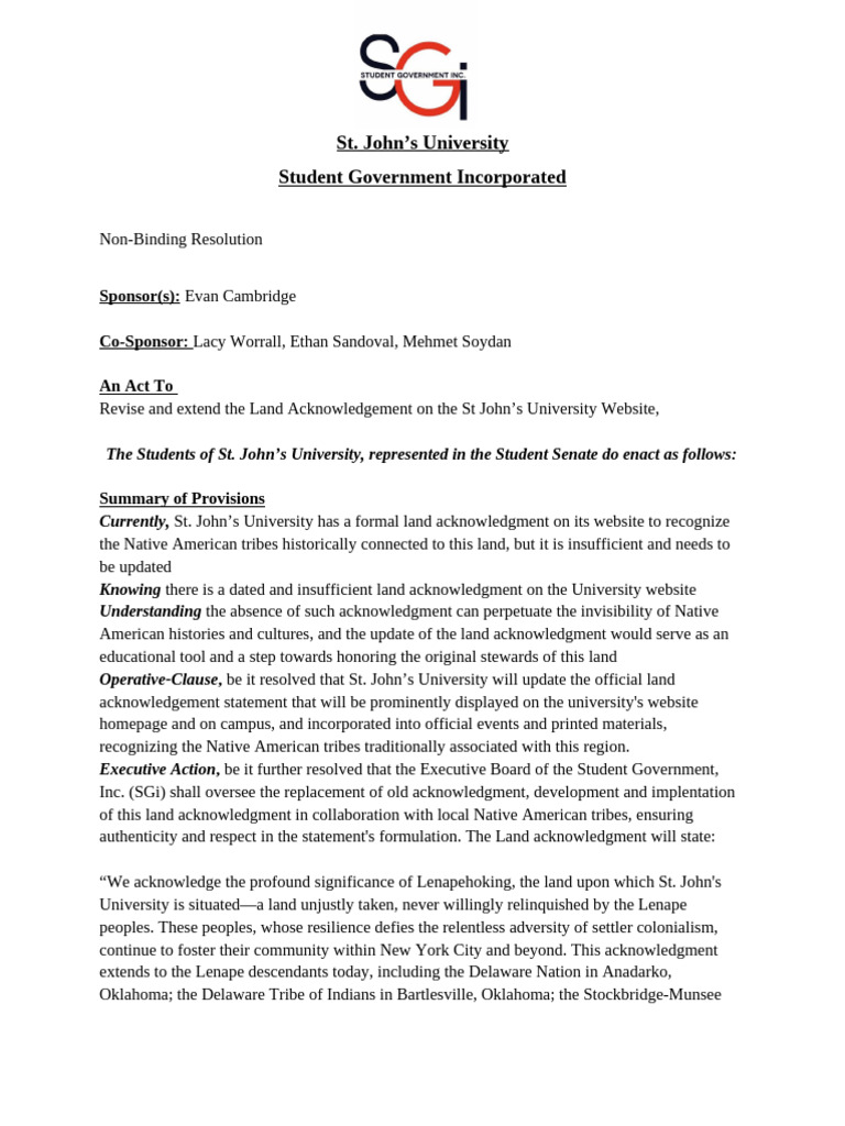 Land Acknowledgment Bill | PDF