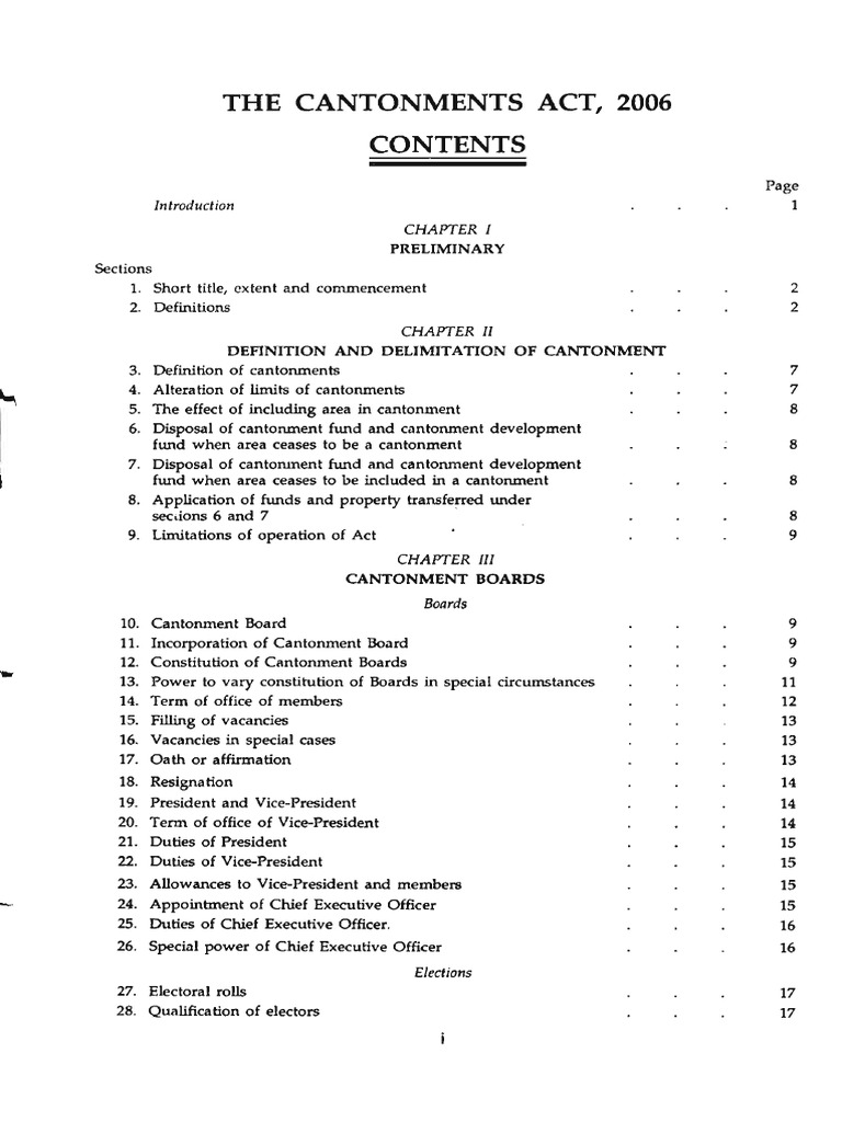 The Cantonments Act, 2006 | PDF
