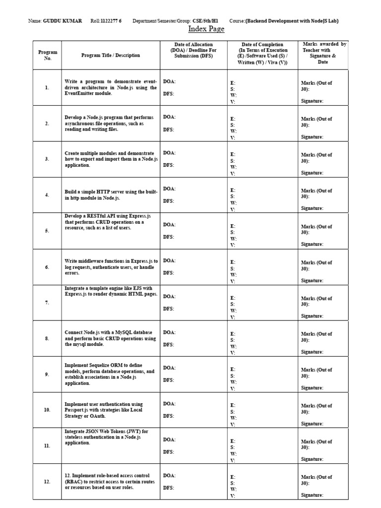 Index Node Lab | PDF