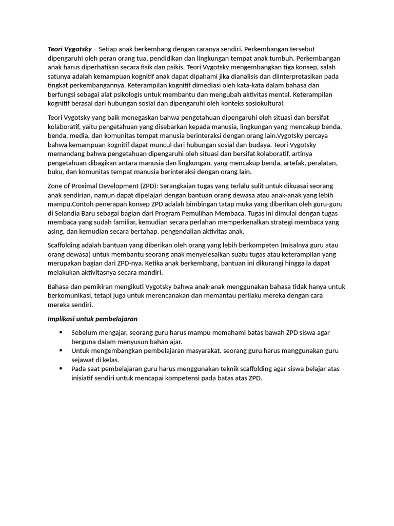 Teori Vygotsky | PDF