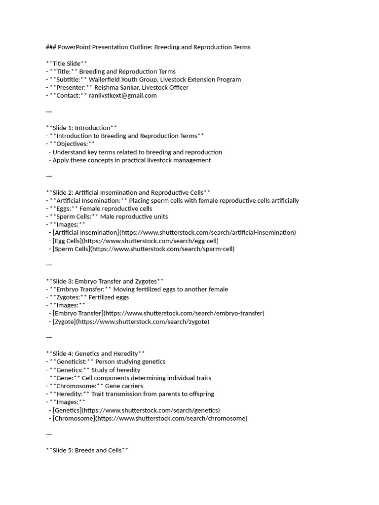 Breeding and Reproduction Terms (W7S13) | PDF
