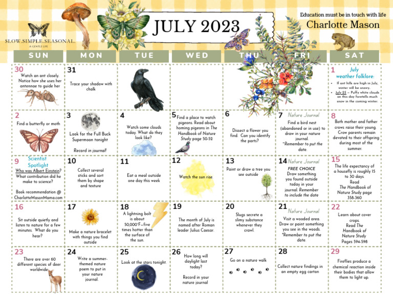 July Nature Calendar Final | PDF