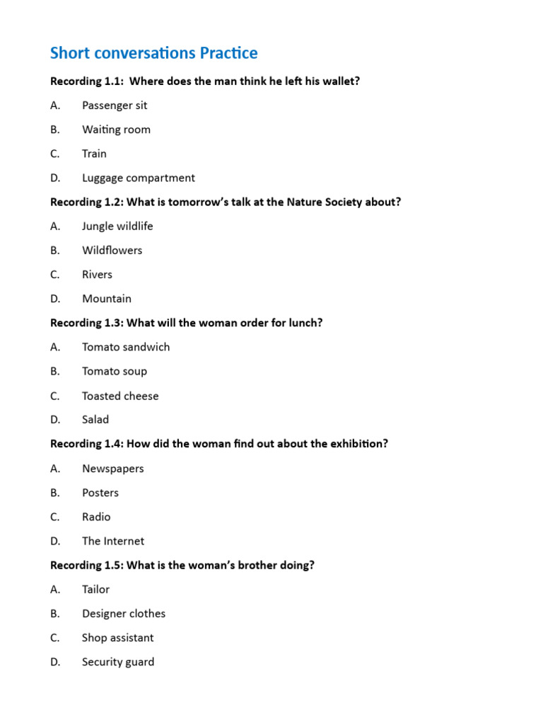 Short Conversations Practice | PDF