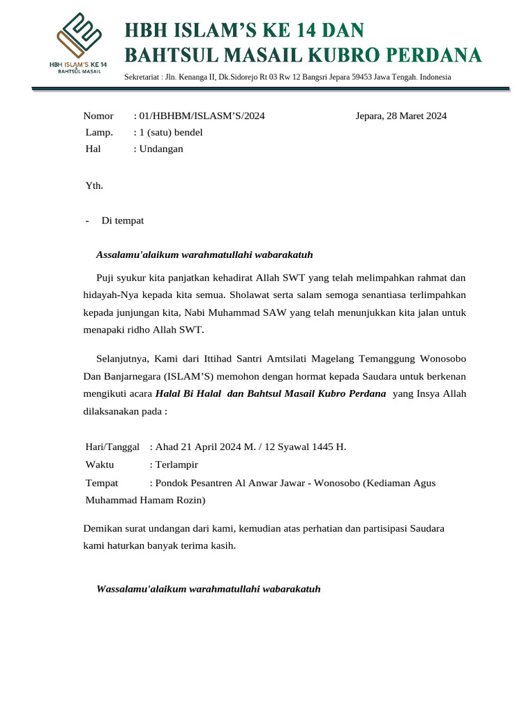 Undangan Bahtsul Masail 3-1 | PDF