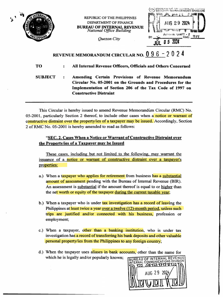 RMC No. 96-2024 | PDF