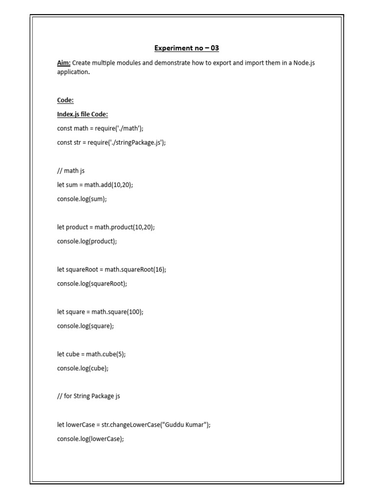Experiment 03 Node | PDF