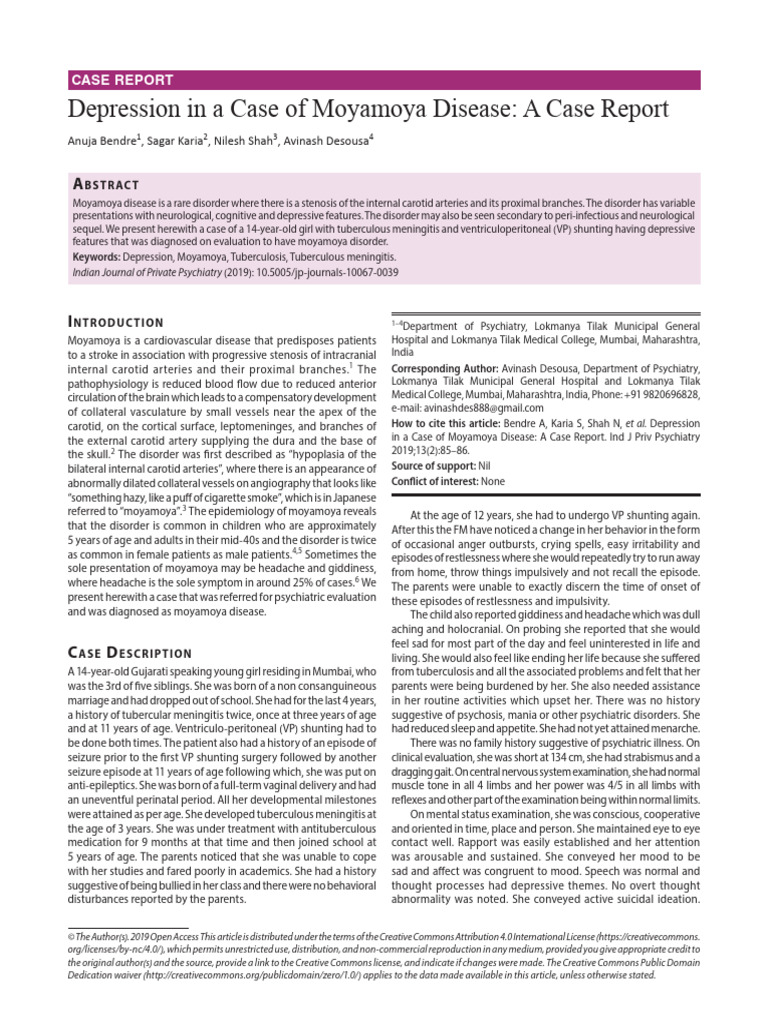 Depression Moya Moya | PDF