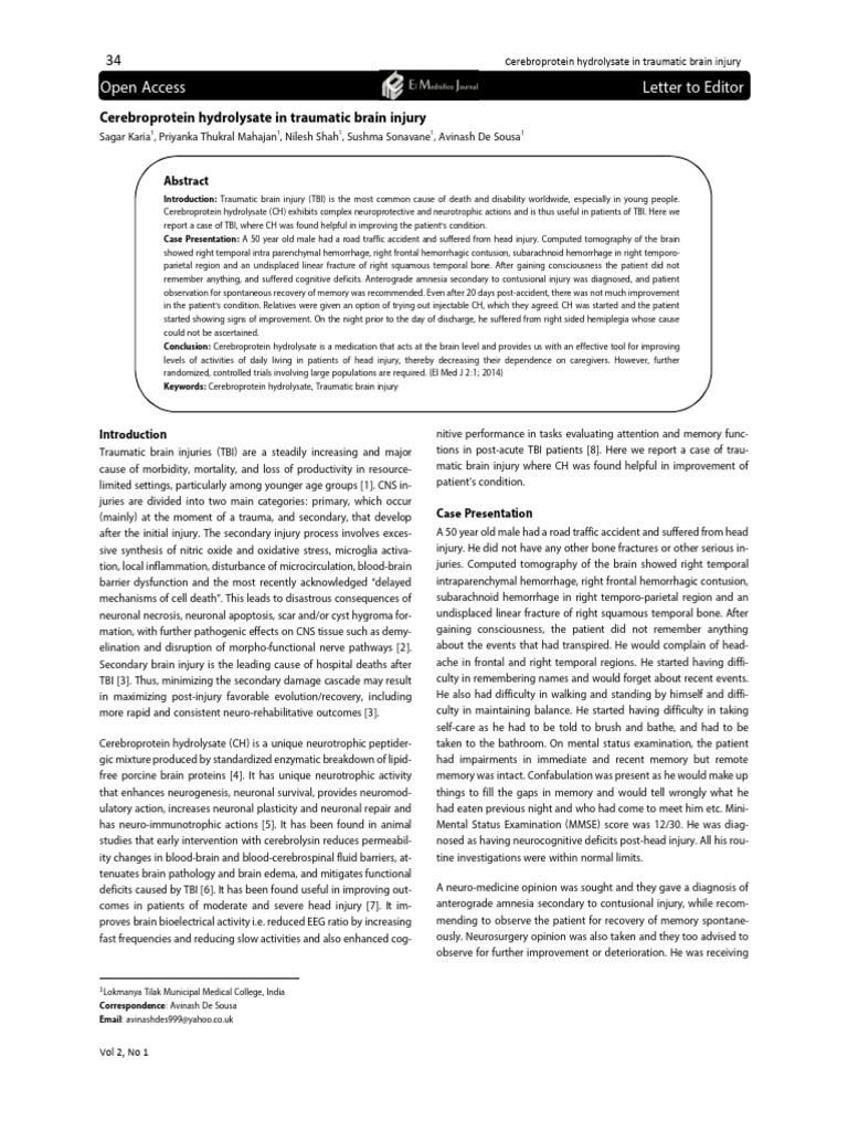 Cognistar Head Injury | PDF