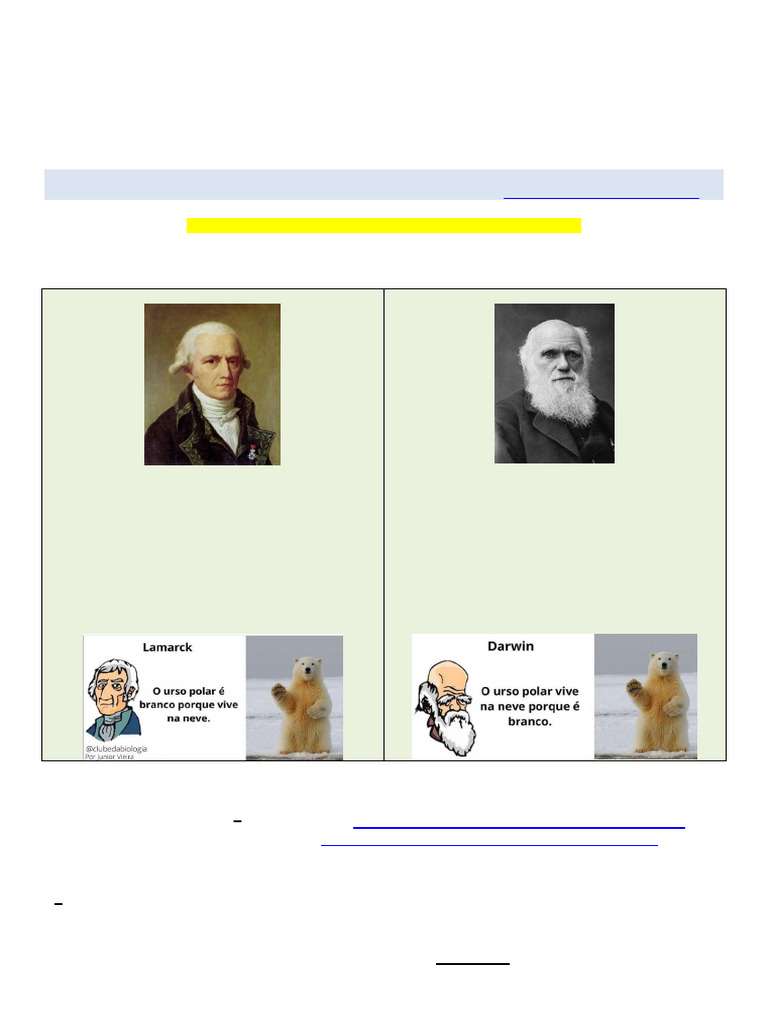 9 Ano Atividade 20 Lamarck X Darwin | PDF