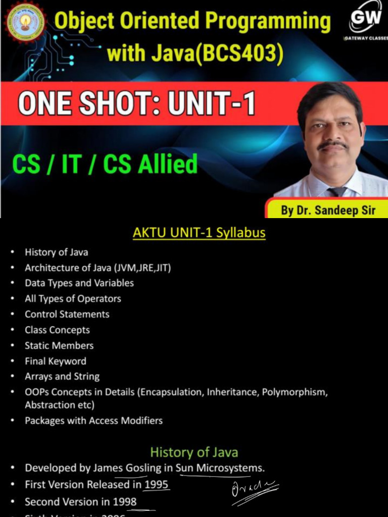 U-1 Java One Shot Notes | PDF