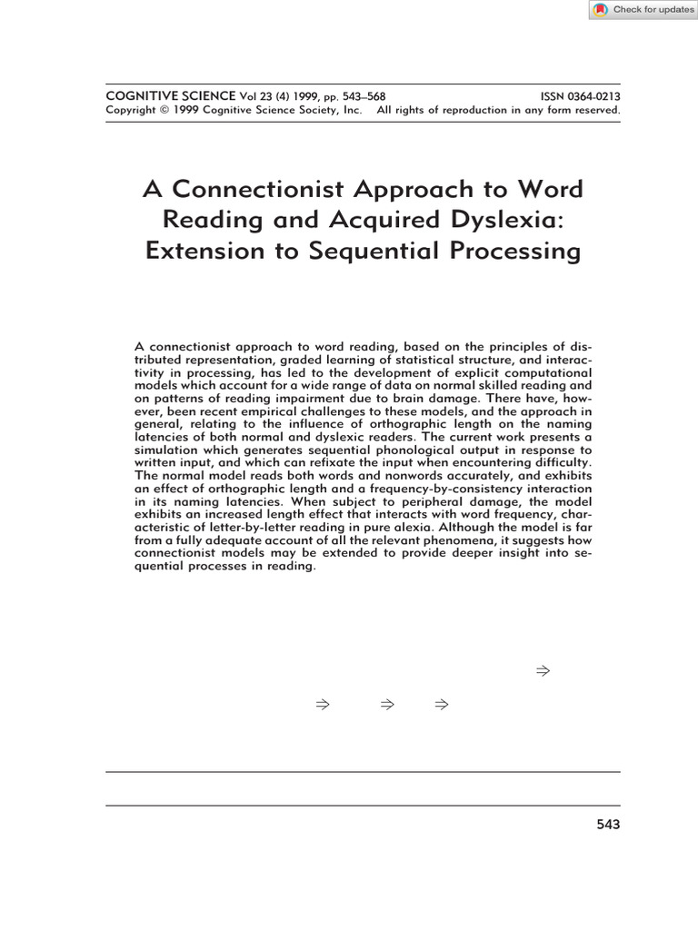 Cognitive Science - 2010 - Plaut - A Connectionist Approach To Word ...
