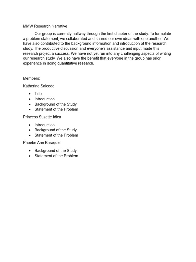 MMW Research Narrative | PDF