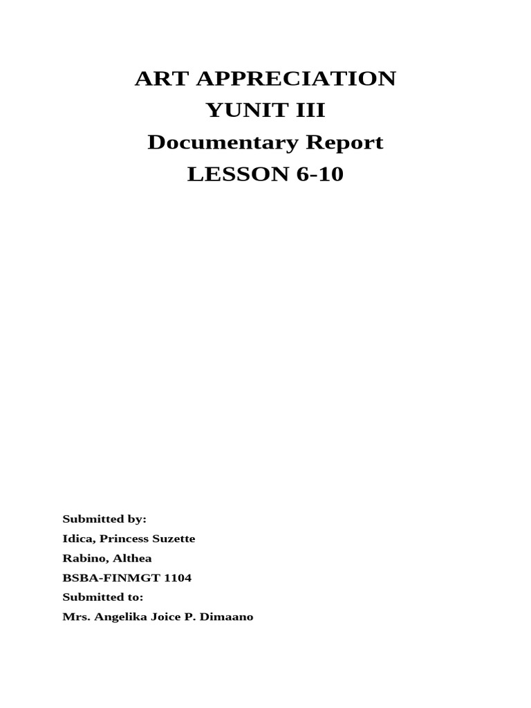 Documentary Report Art Appreciation | PDF