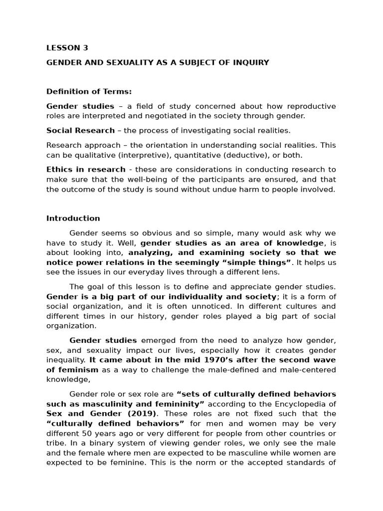 Understanding Gender Studies Basics | PDF | Gender | Gender Studies