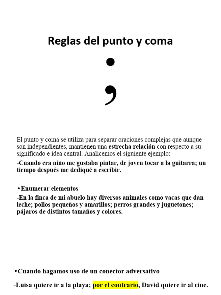 Reglas Del Punto y Coma | PDF