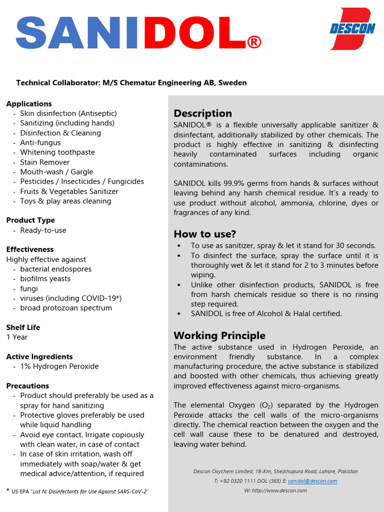 SANIDOL Brouchure (Final) PDF | PDF