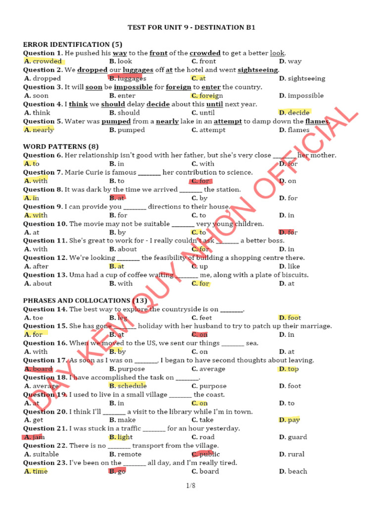 Bài tập từ vựng Des B2-trang-5 | PDF