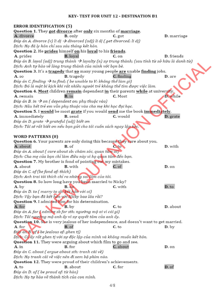 Bài tập từ vựng Des B2-trang-8 | PDF