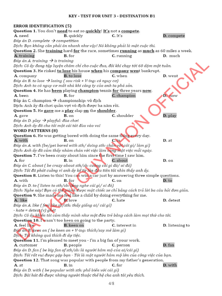 Bài tập từ vựng Des B2-trang-2 | PDF