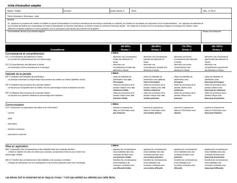 grille_evaluation - Monologue | PDF