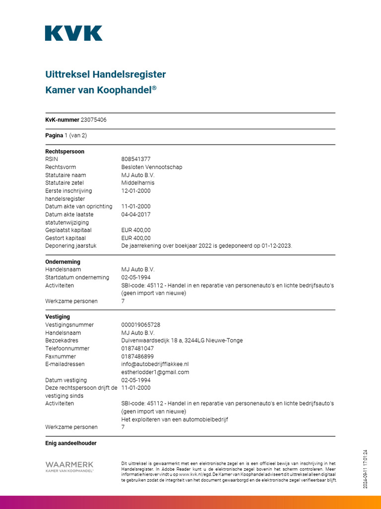 Uittreksel Handelsregister 23075406 | PDF