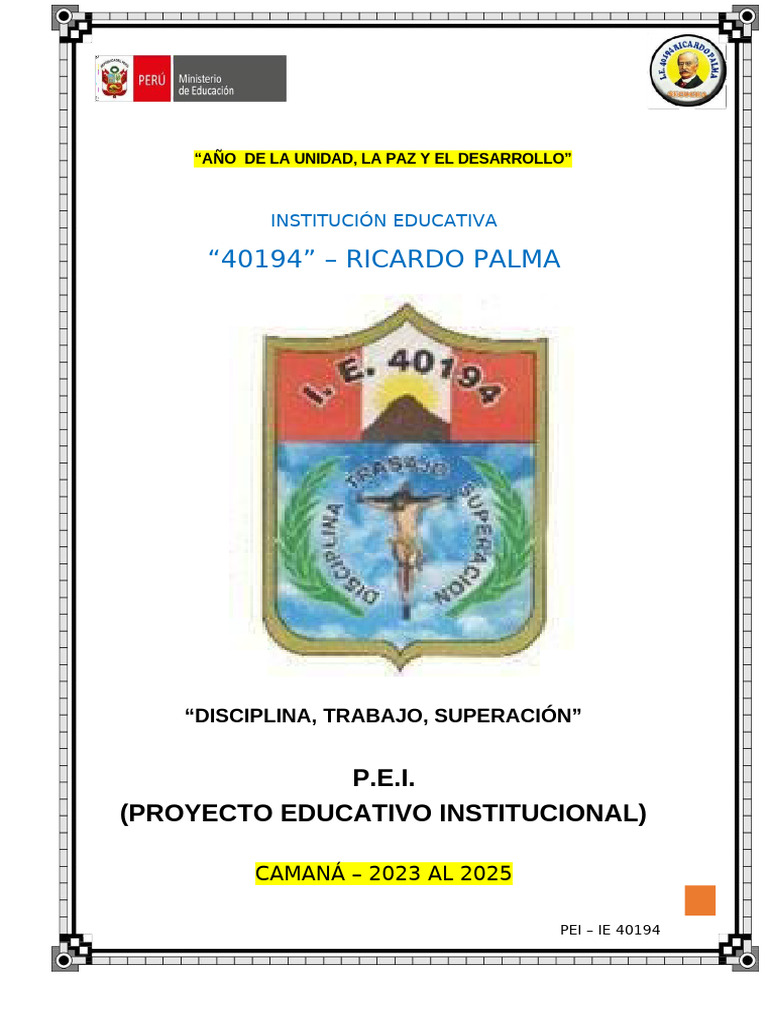 I.E. 40194 - PEI 2022 Al 2025 ACTUALIZADO | PDF