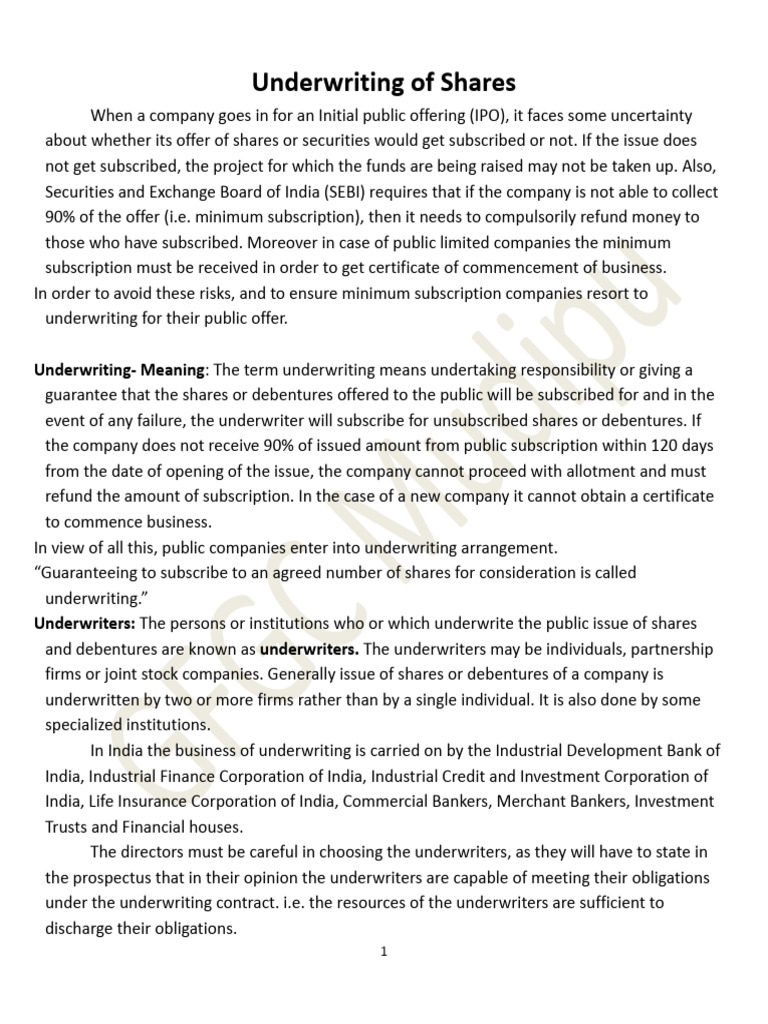 Understanding Share Underwriting in IPOs | PDF | Underwriting | Initial ...