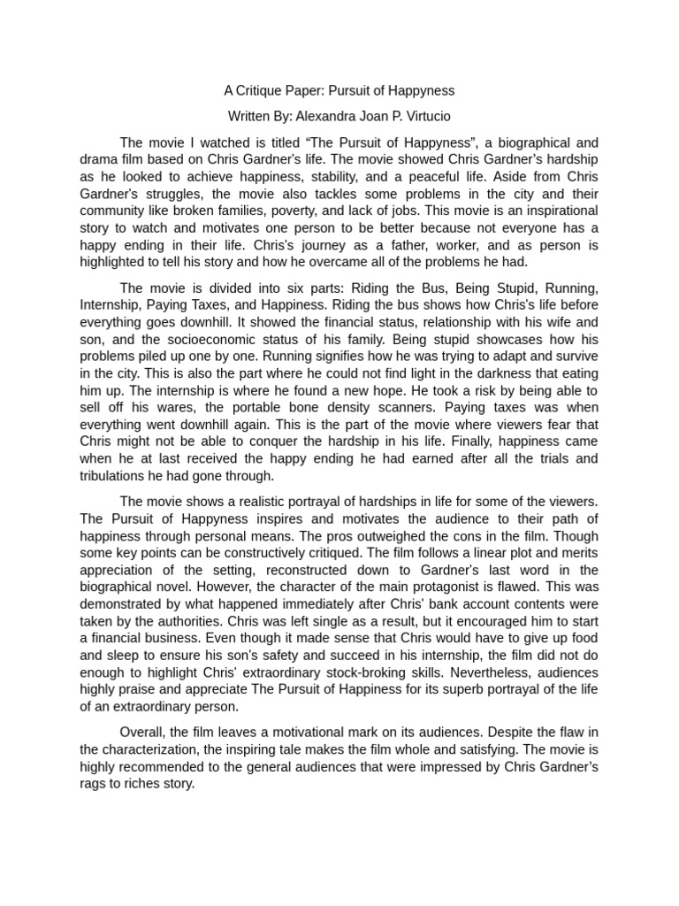 A Critique Paper | PDF