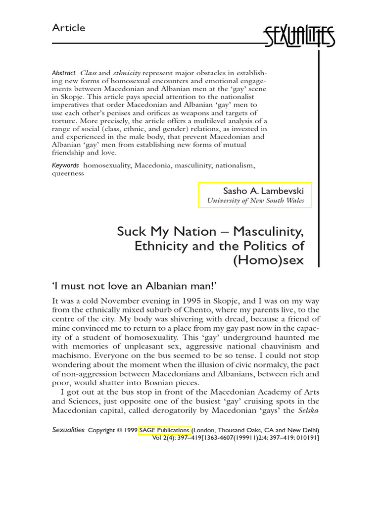 Lambevski 1999 Suck My Nation Masculinity Ethnicity and The Politics of ...