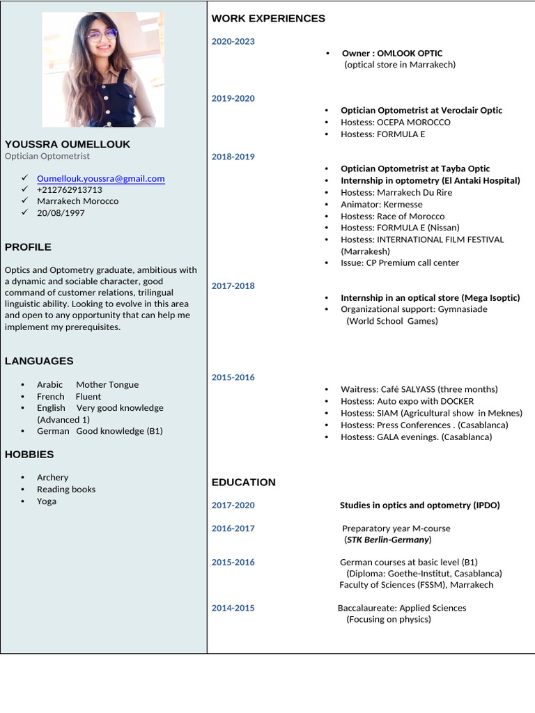 Optician Optometrist: Profile | PDF