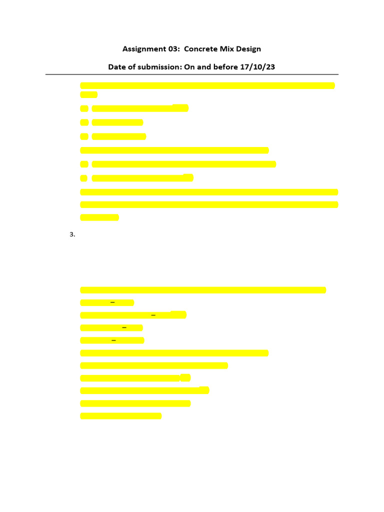 Assignment 3 Mix Design of Concrete Highlighted | PDF
