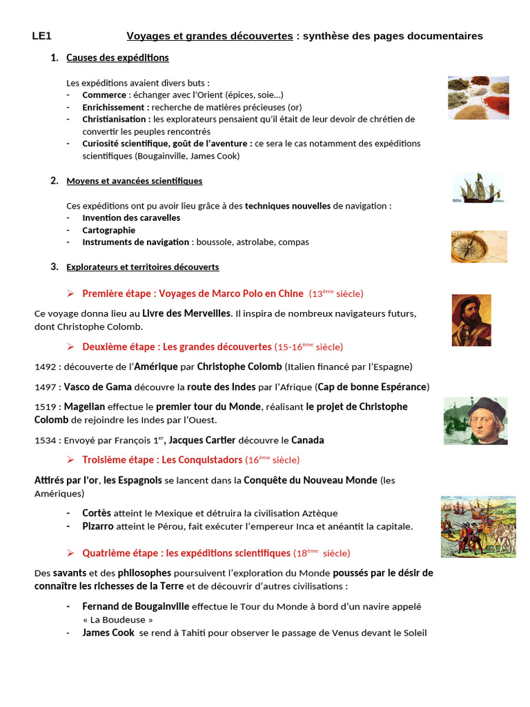 Voyages Et Grandes Découvertes Synthèse p5 À8 | PDF
