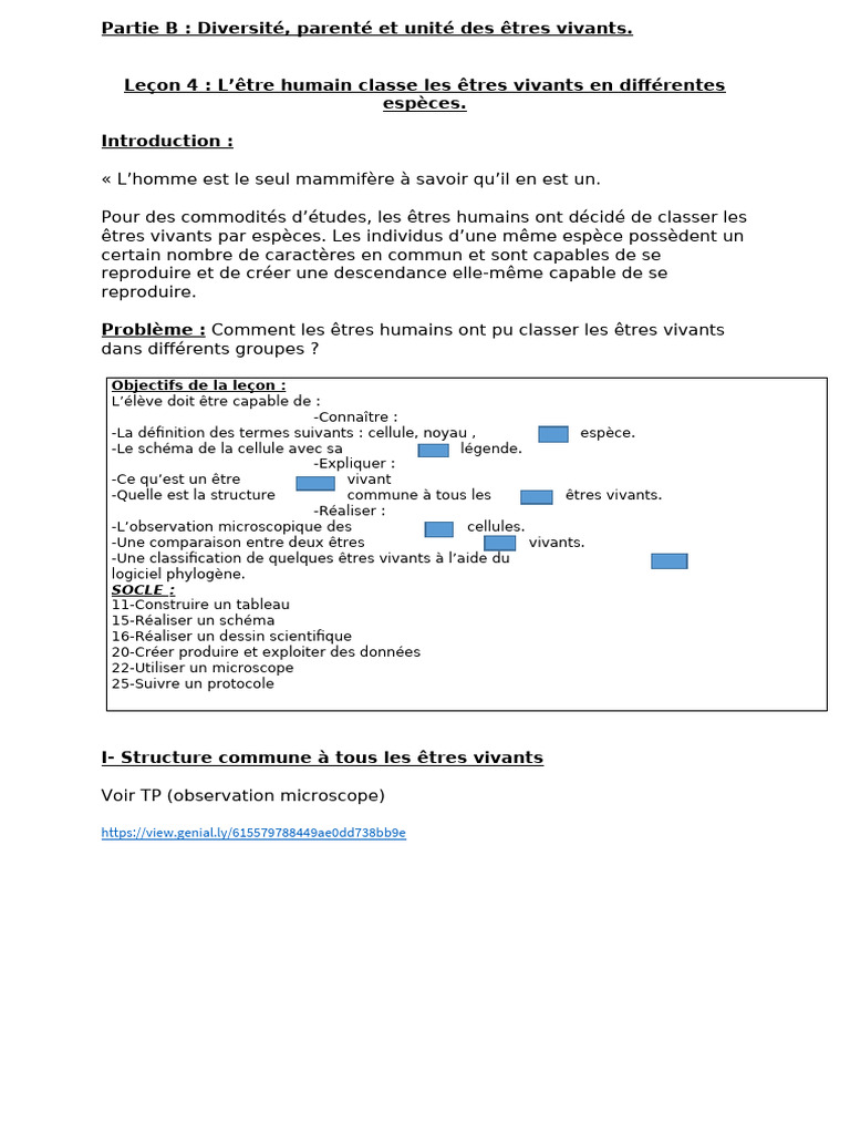 Lecon Cellule Classif | PDF