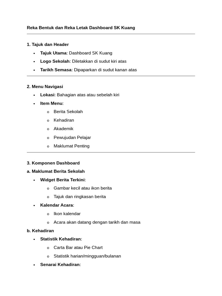 Reka Bentuk Dan Reka Letak Dashboard SK Kuang | PDF