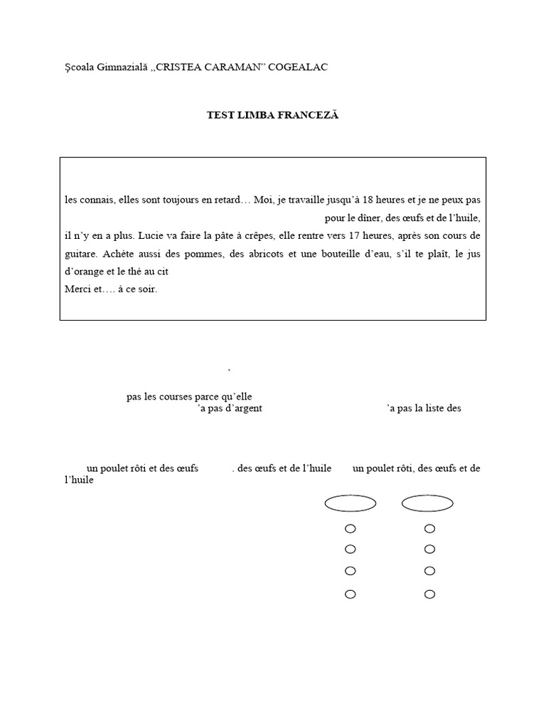 test clasa a8a L2 | PDF