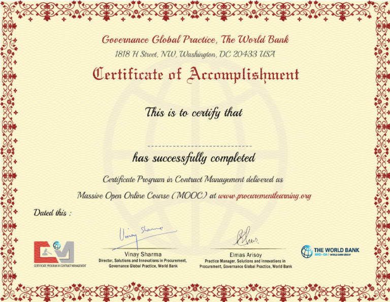 CPCM Certificate | PDF