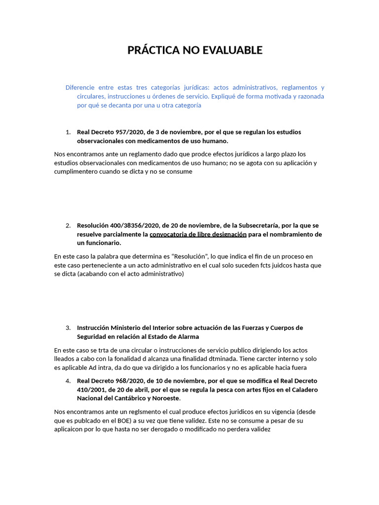 PRÁCTICA NO EVALUABLE-actos y Reglamentos | PDF