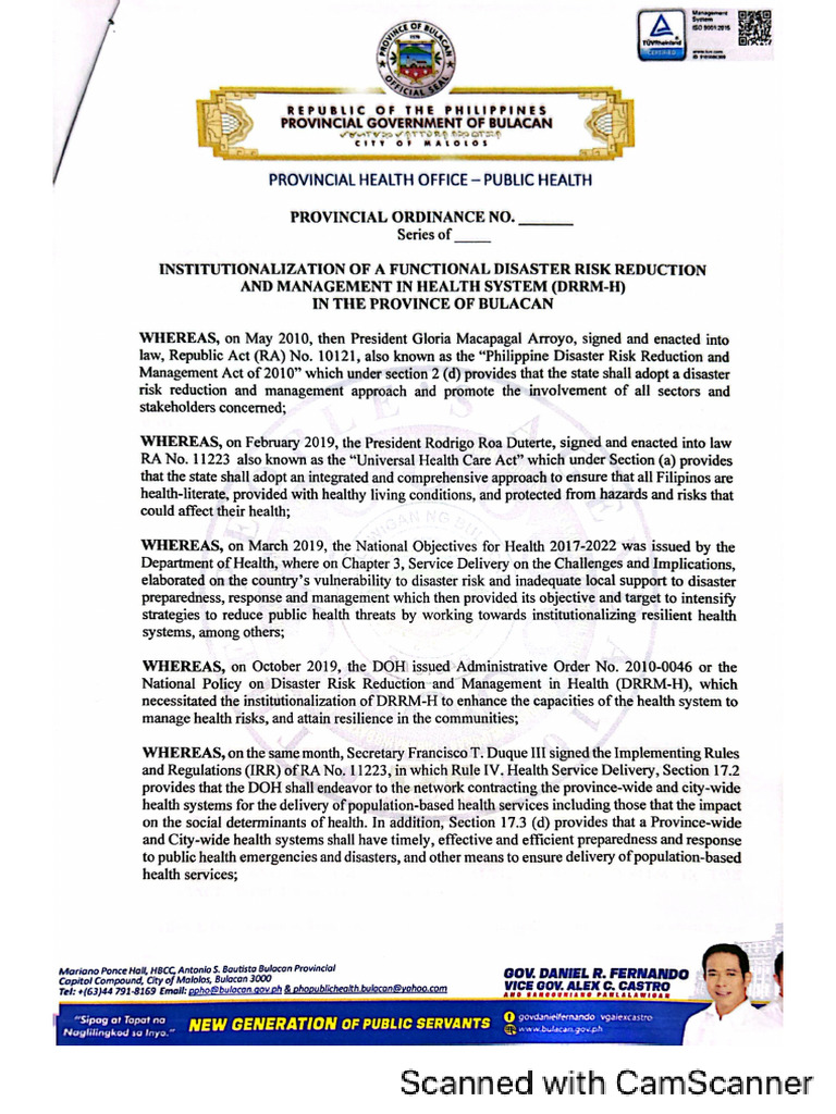 DRRM H in The Province of Bulacan | PDF