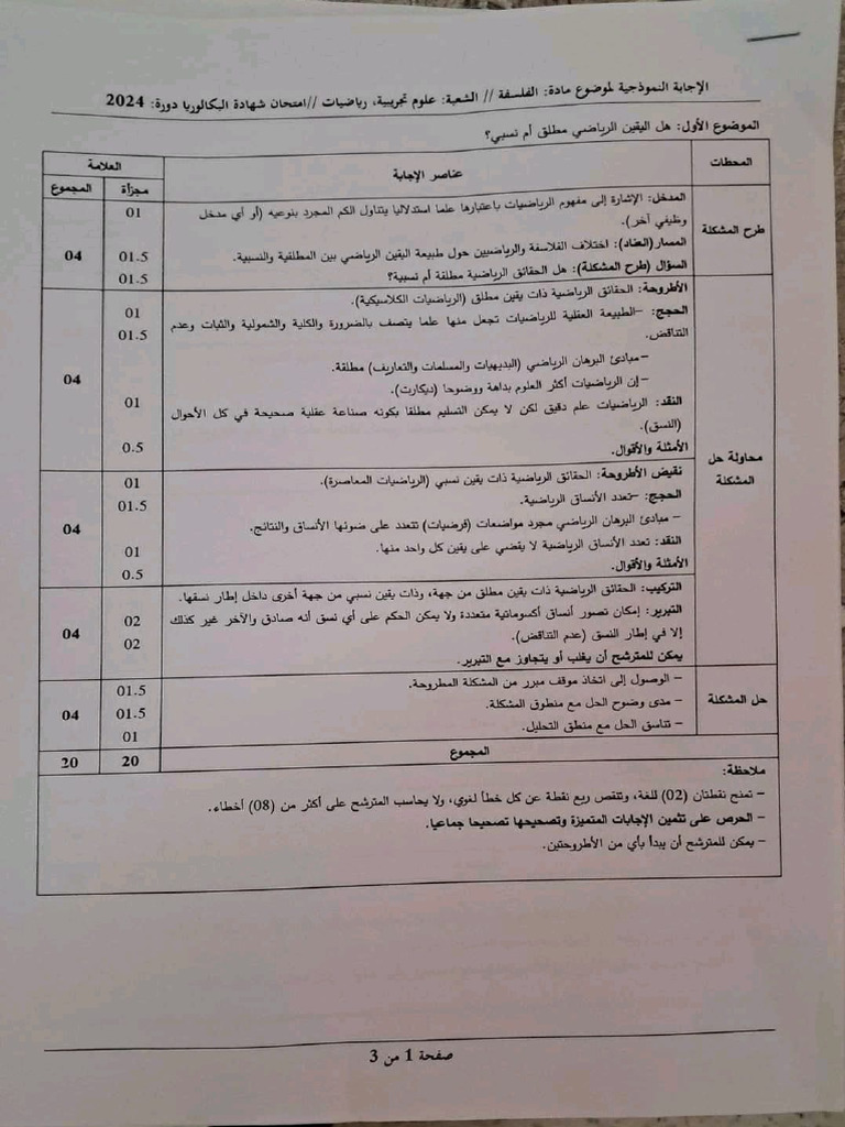 Bac2024 Philo Sem Correction | PDF