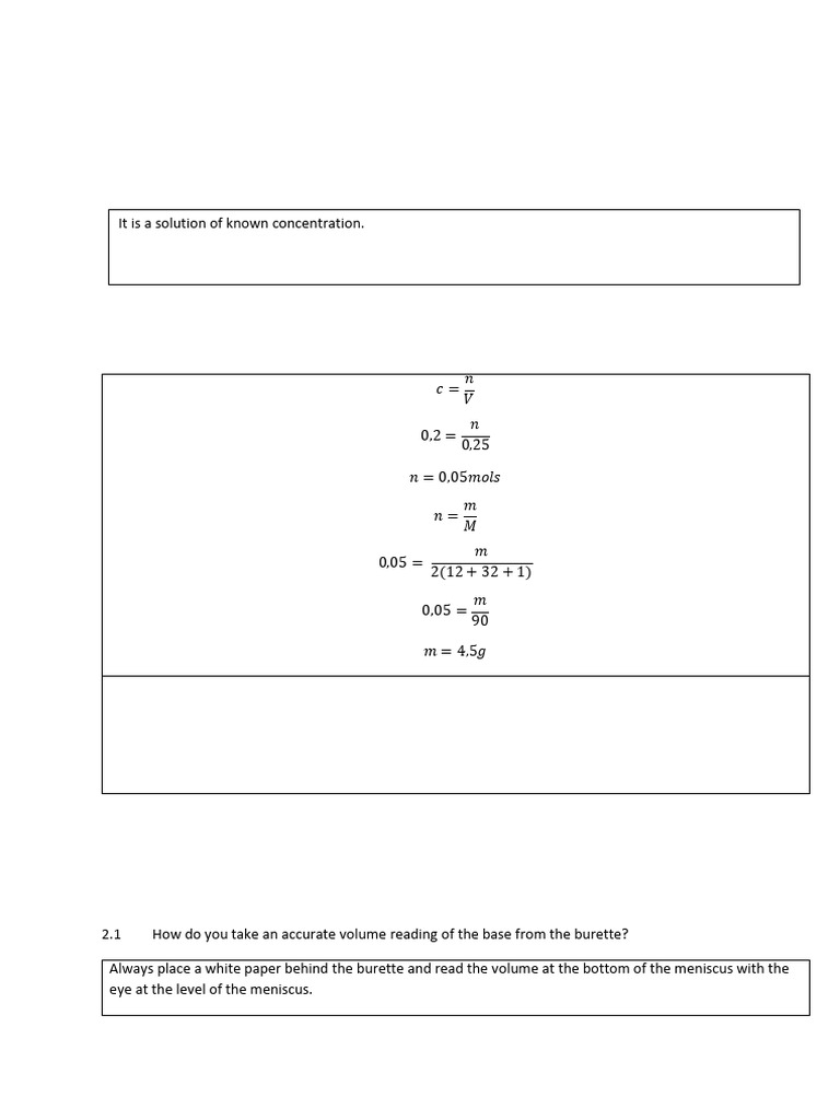 Titration Experiment Marking Guidelines | PDF