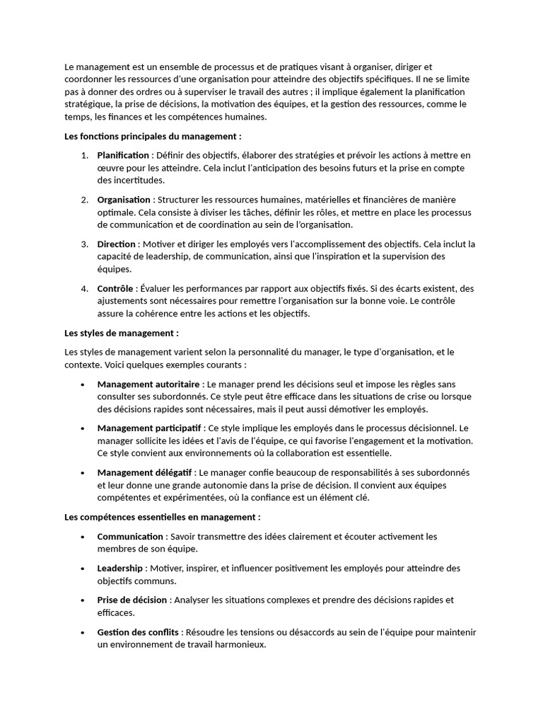 Le Management | PDF