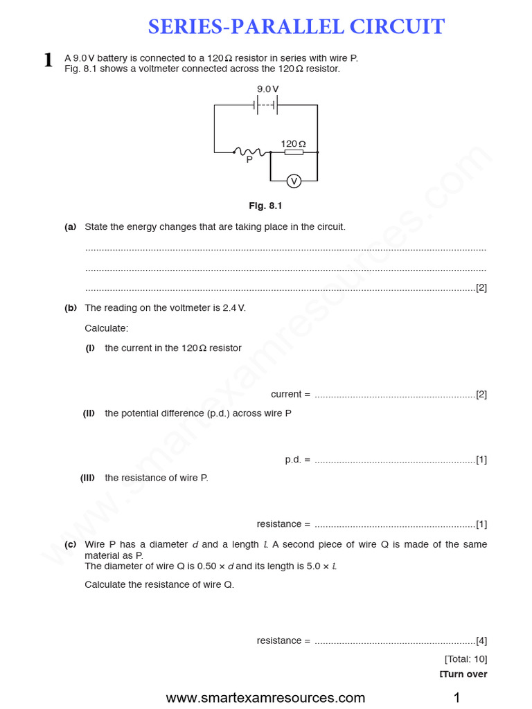 4 3 1 Series Parallel Circuits Set 1 Qp Ms Pdf