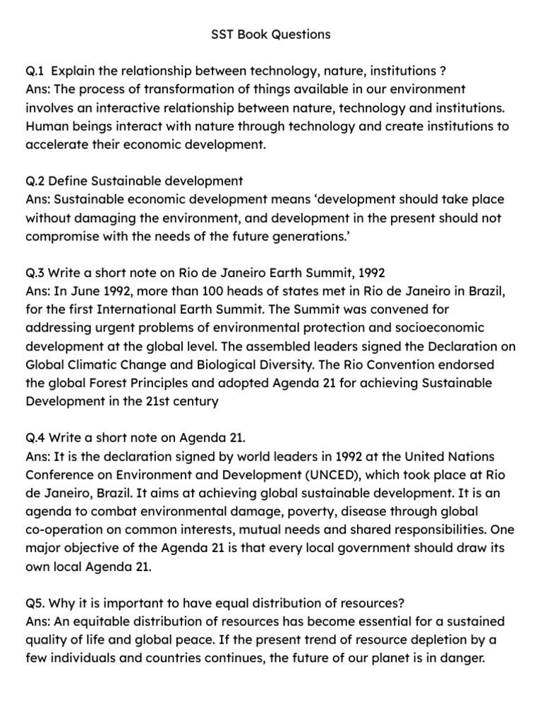 SST Book Questions | PDF