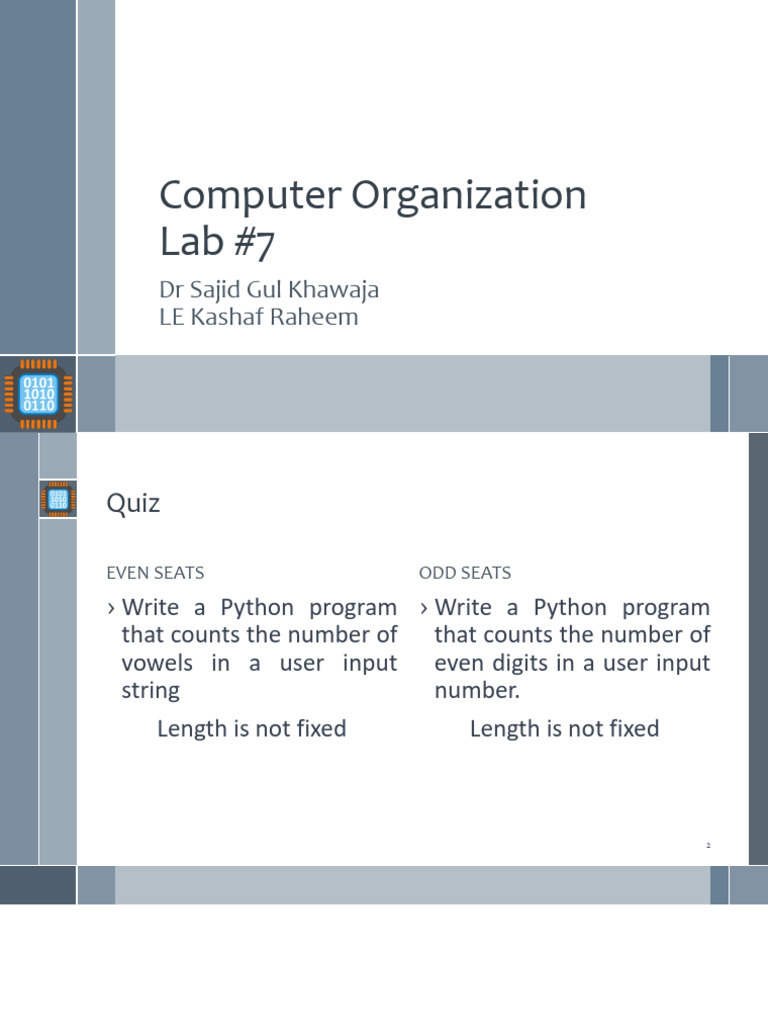 Computer Organization Lab #7: DR Sajid Gul Khawaja LE Kashaf Raheem | PDF