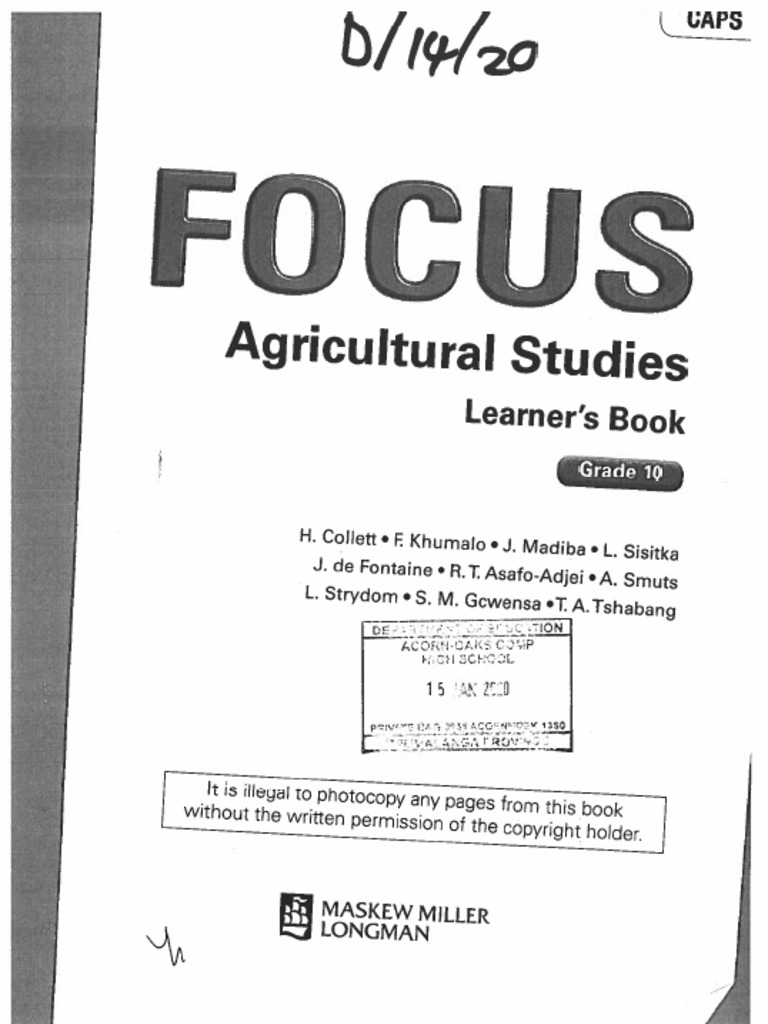 Focus Agric GRD 10 Term 1 - 2 - 111618 | PDF