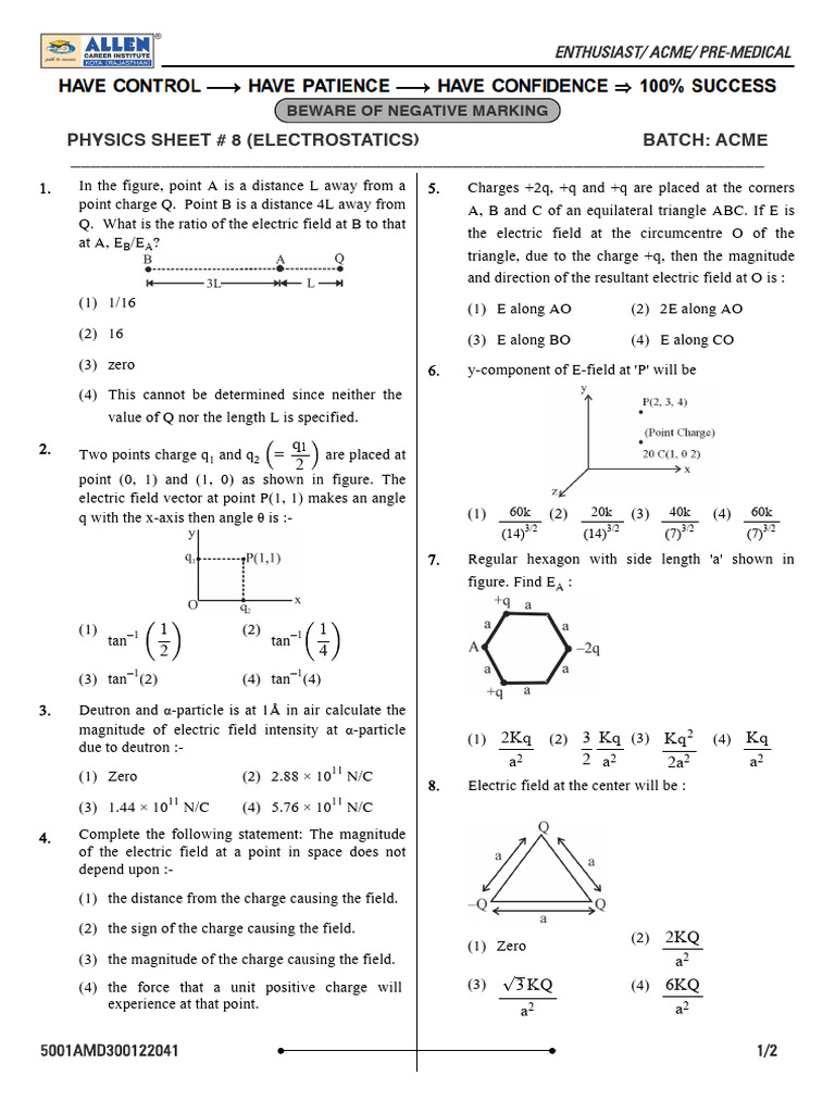 DPP 8 Electrostatics | PDF